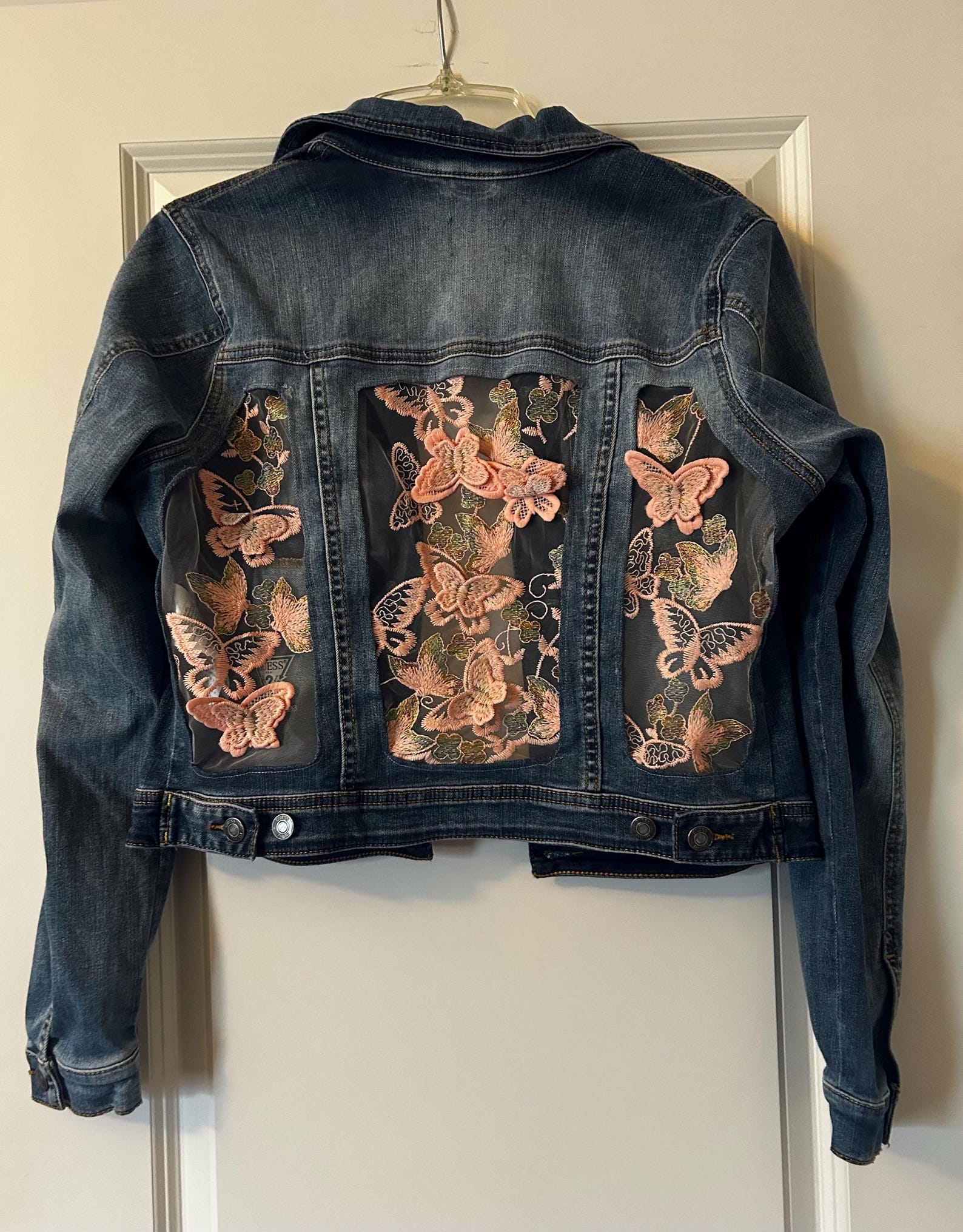 Custom Denim/jean Jacket With Boho Lace Buttefly Appliques - Etsy