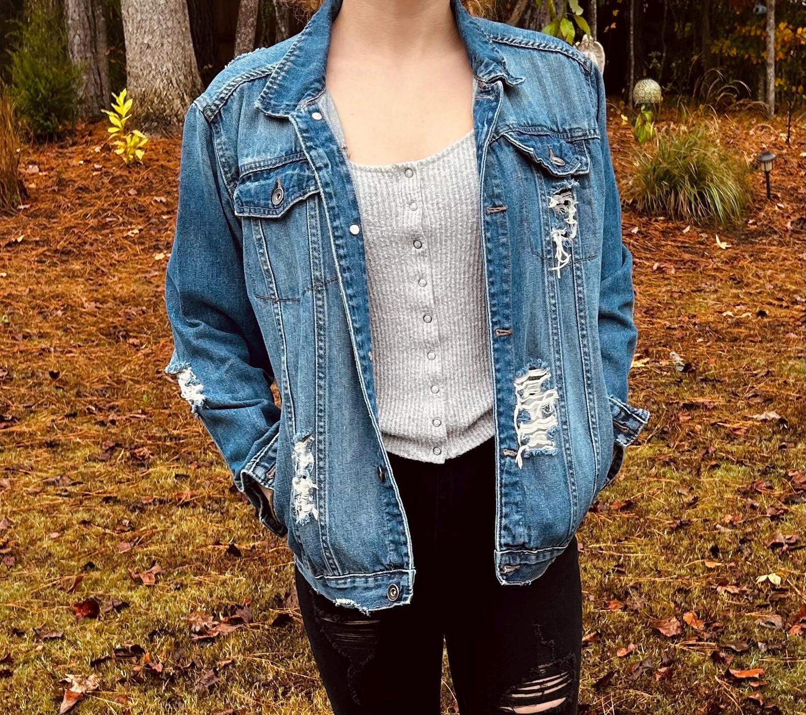 Custom Denim/jean Jacket With Boho Black Lace Floral Appliques - Etsy