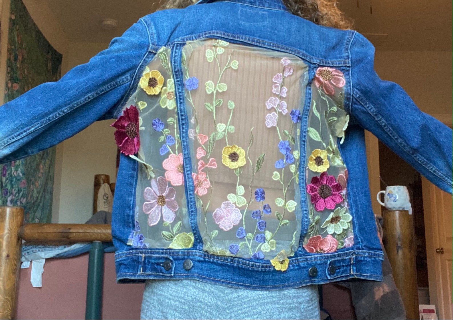 Custom Jean Jacket With Floral Appliques - Etsy