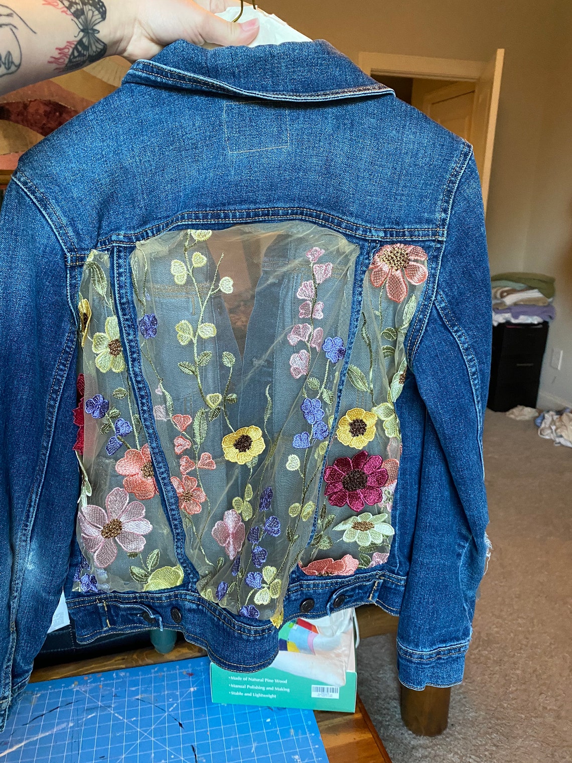 Custom Jean Jacket With Floral Appliques - Etsy