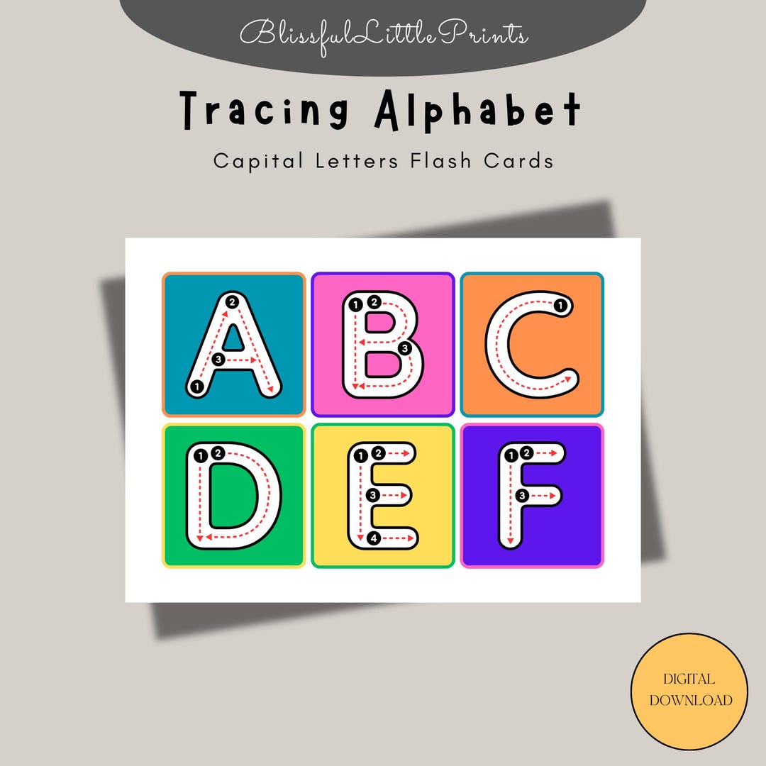 Alphabet Tracing Flashcards | Uppercase Letters, Numbered Arrows (PDF ...