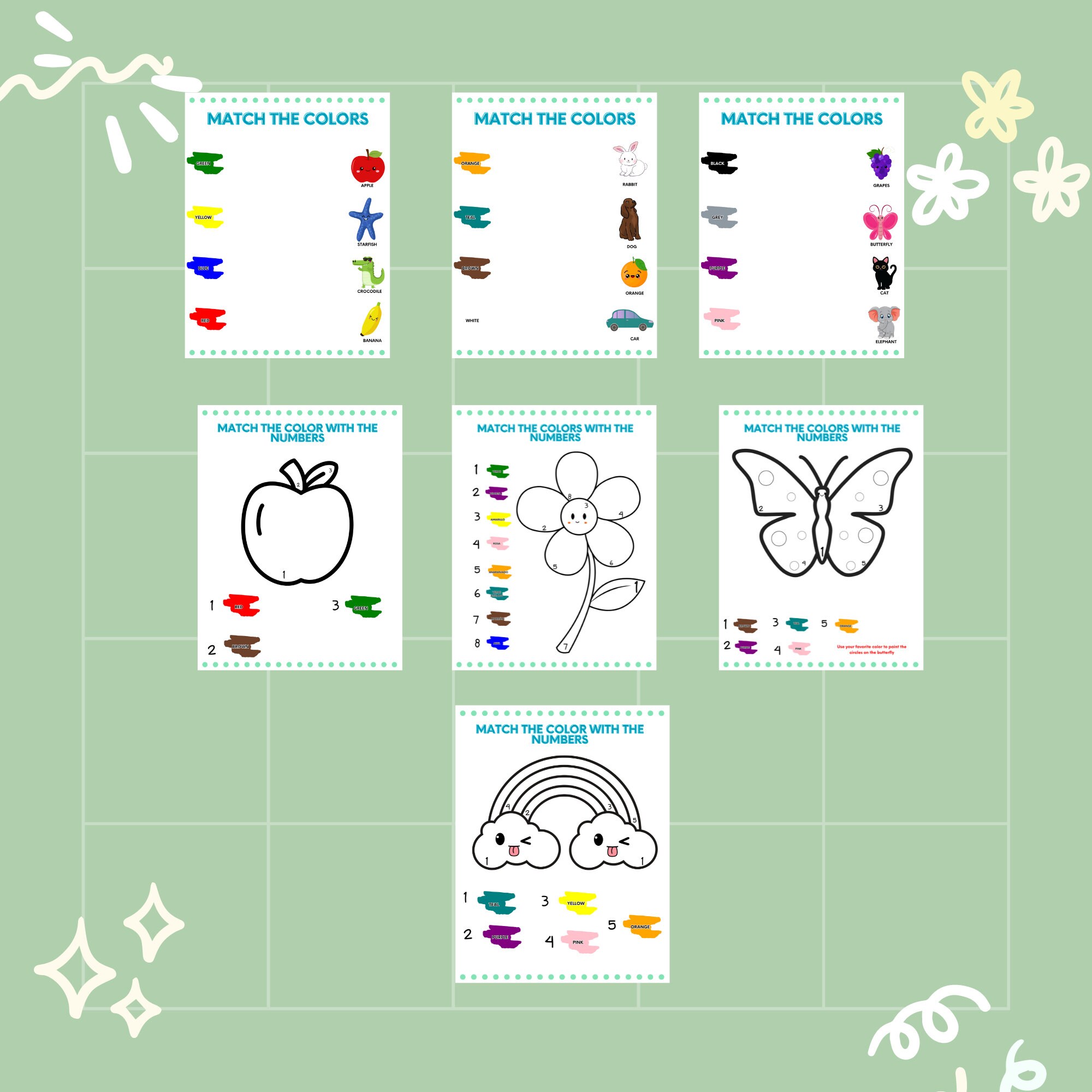 Color Matching Activity Sheets Printable Learning for Kindergarten ...