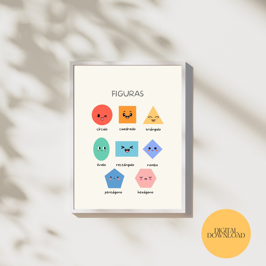 Spanish Shapes Educational Poster, Montessori, Playroom Decor, Toddler ...