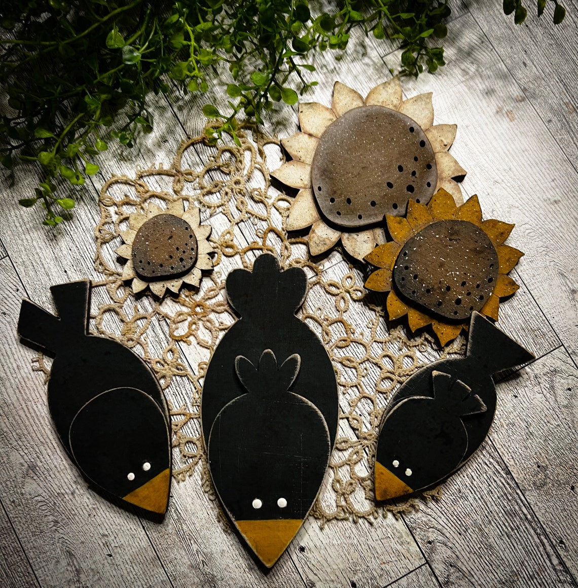 Primitive Birds With Sunflowers - Etsy