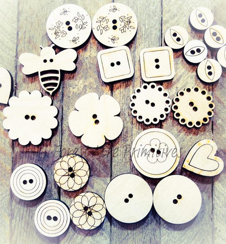 Assorted Wood Button Embellishments - Etsy