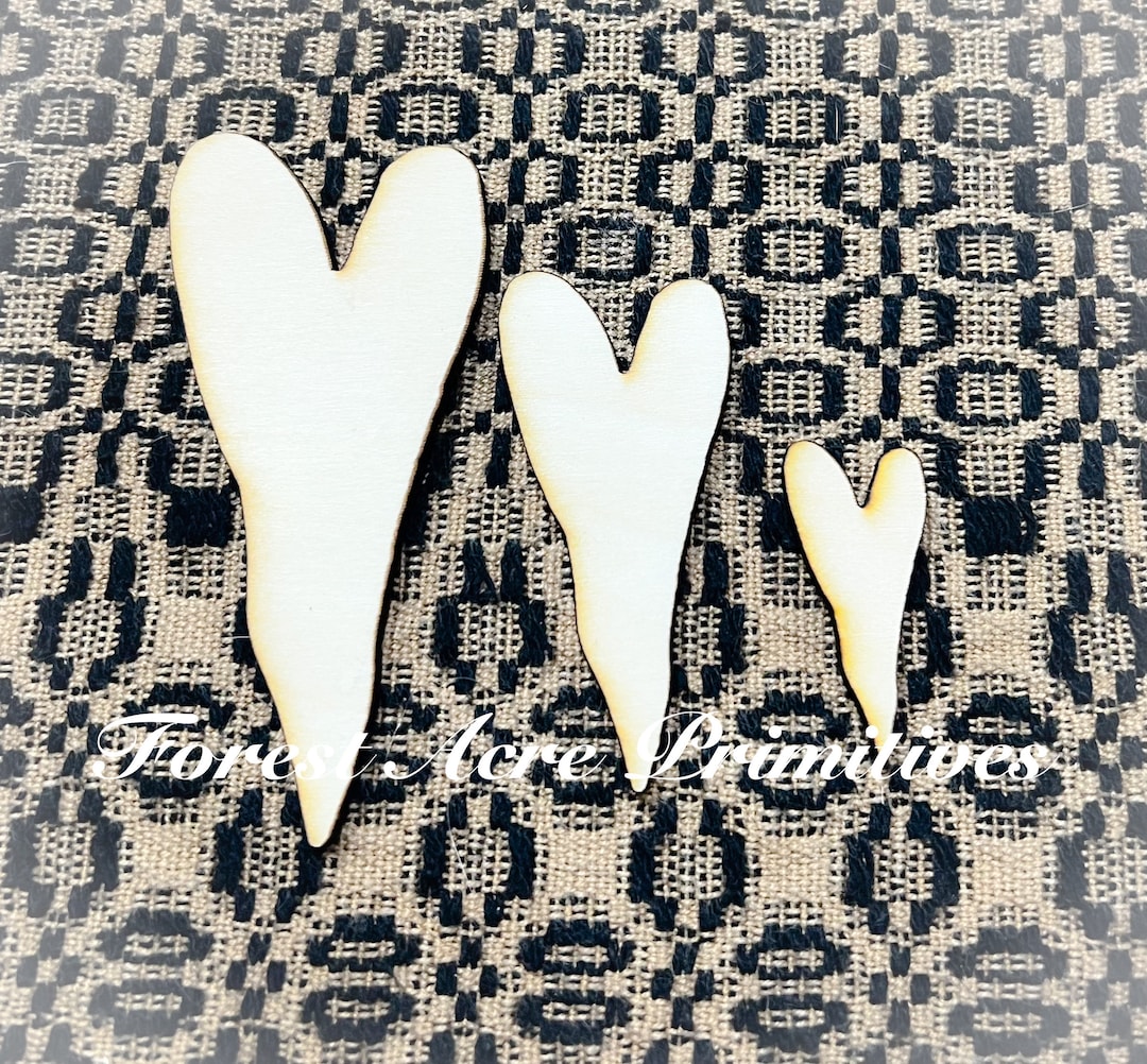 Primitive Wood Hearts - Etsy