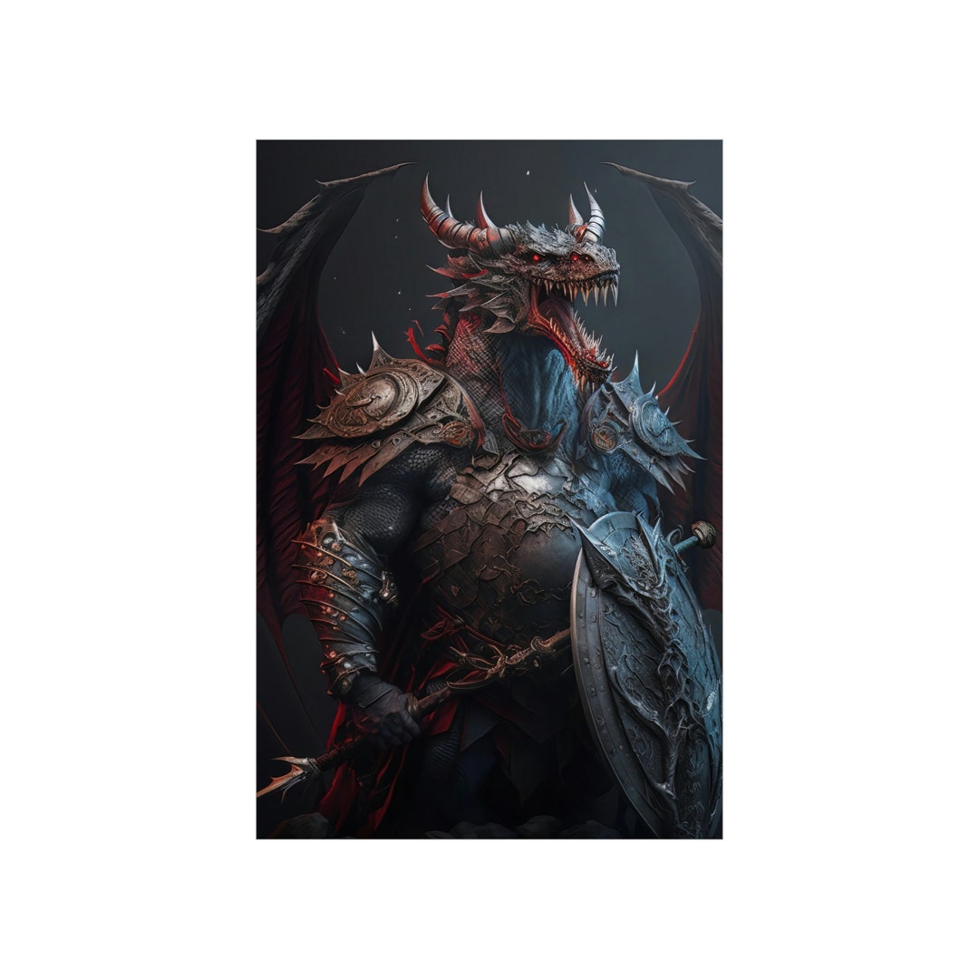 Dragonkin Warrior Premium Fantasy Poster Variant 1 - Etsy
