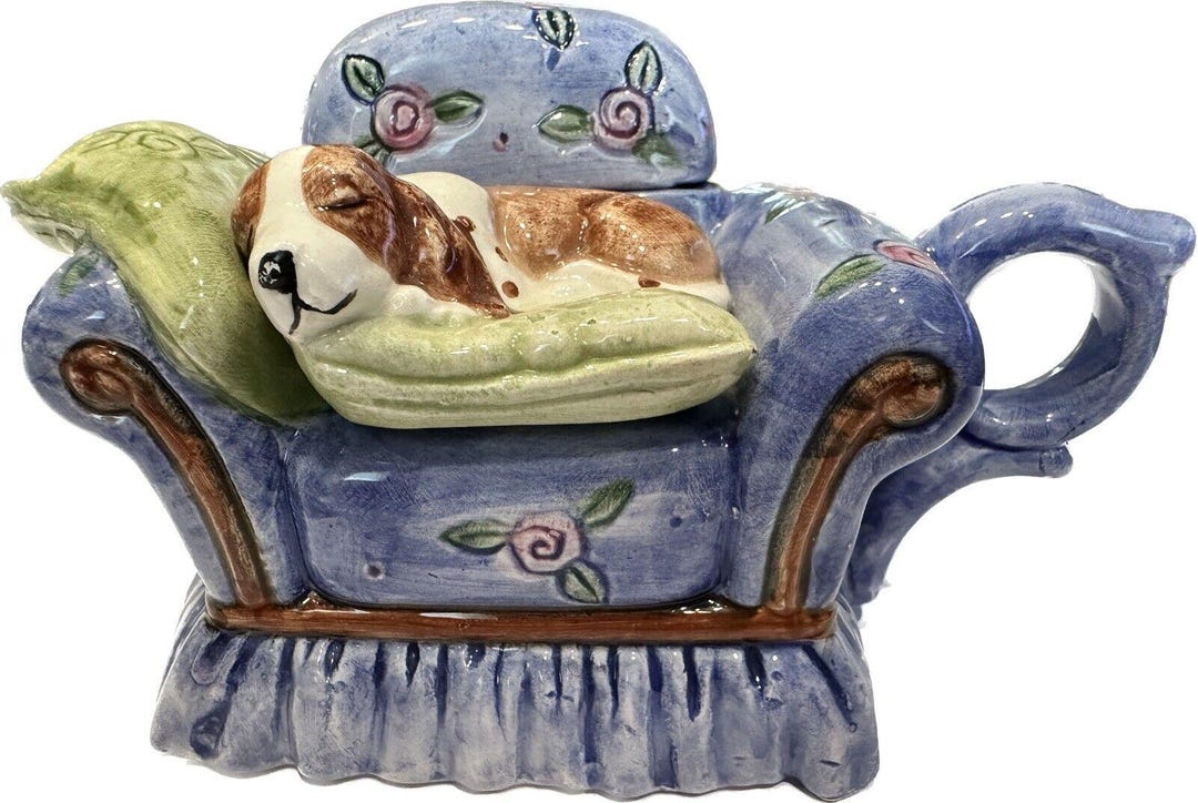 VTG Miniature Teapot Beagle Puppy Sleeping on Chair, Ceramic, World ...