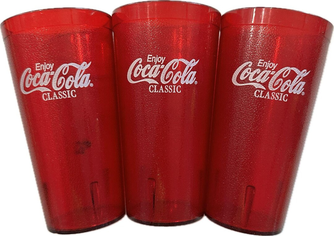 VTG Enjoy Coca-cola Classic Coke Restaurant Red Plastic 24oz Cups 3 ...
