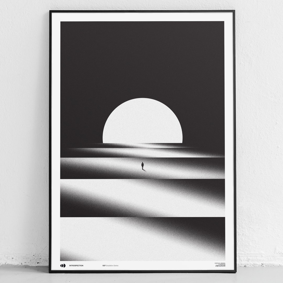 Introspection Art Print. Gradation Series. Black and White Wall Art ...