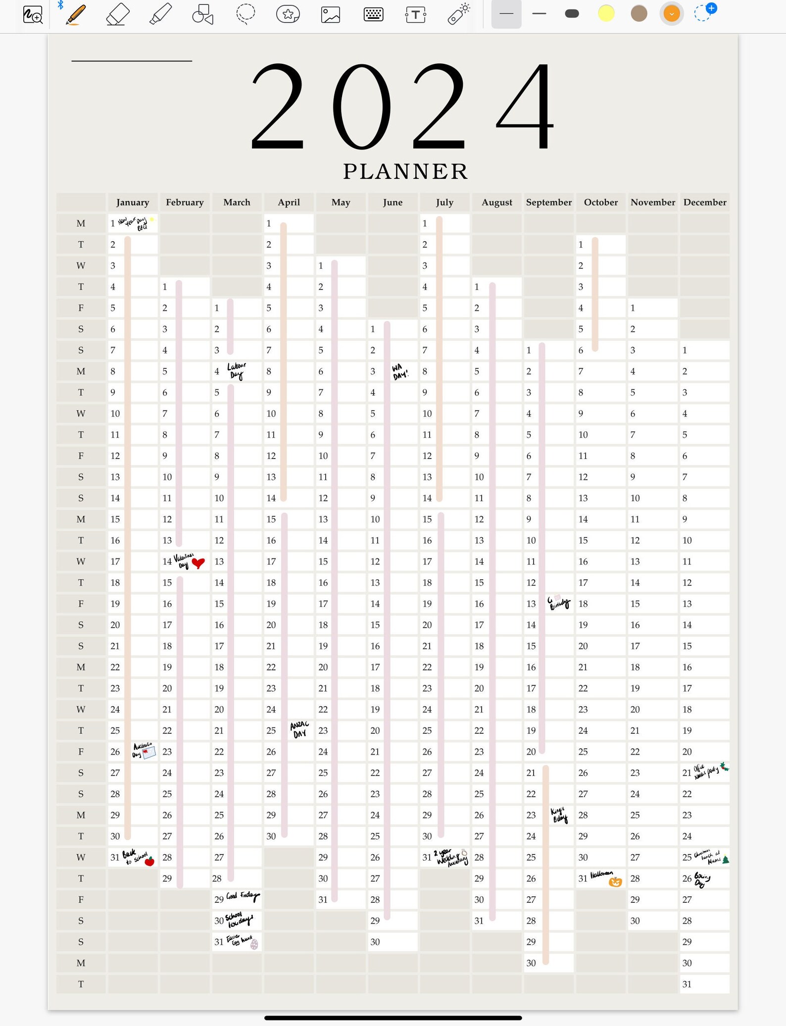 Minimalist Neutral Digital Planner 2024 Portrait Year - Etsy
