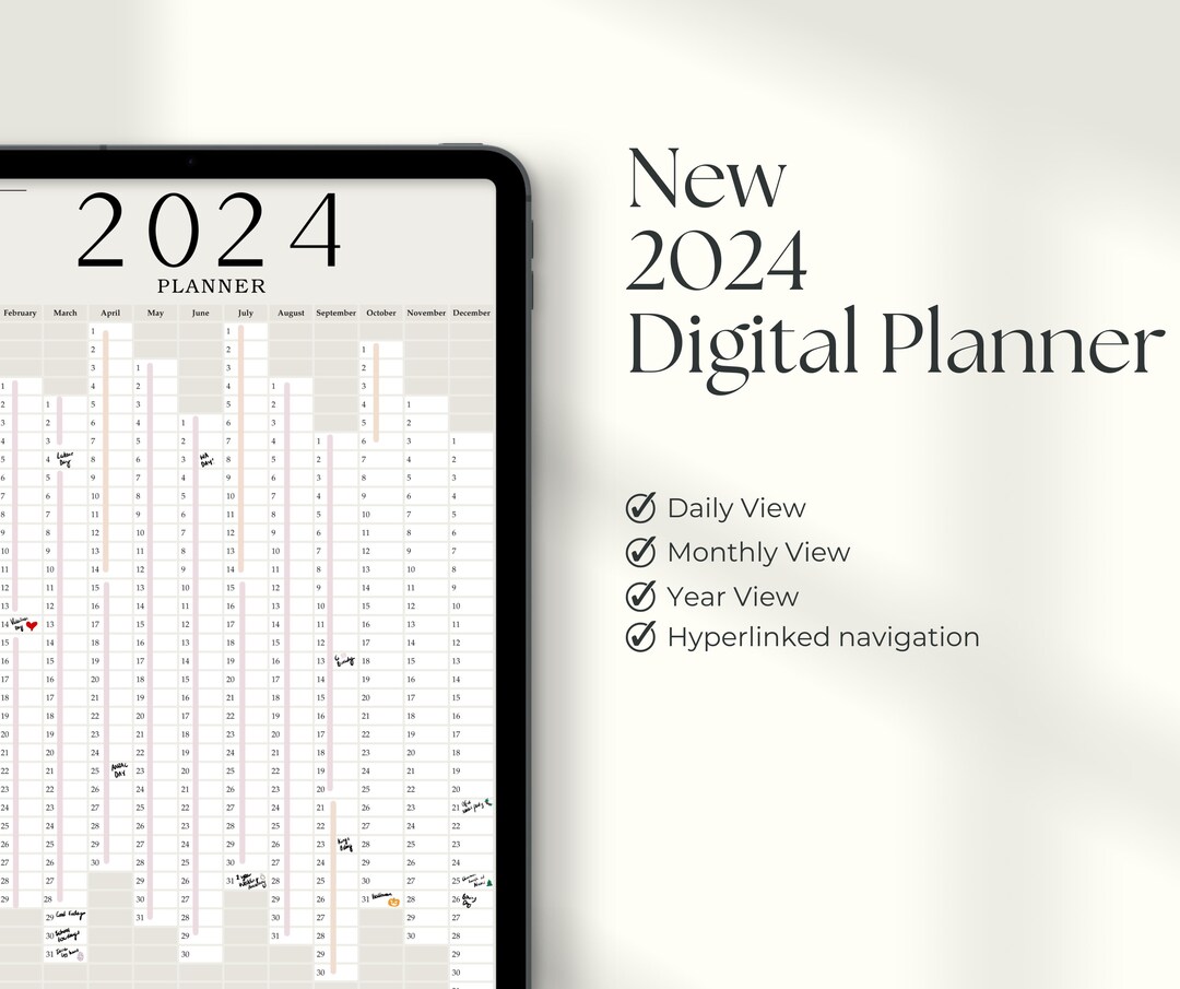 Minimalist Neutral Digital Planner 2024 Portrait Year, Month & Daily ...