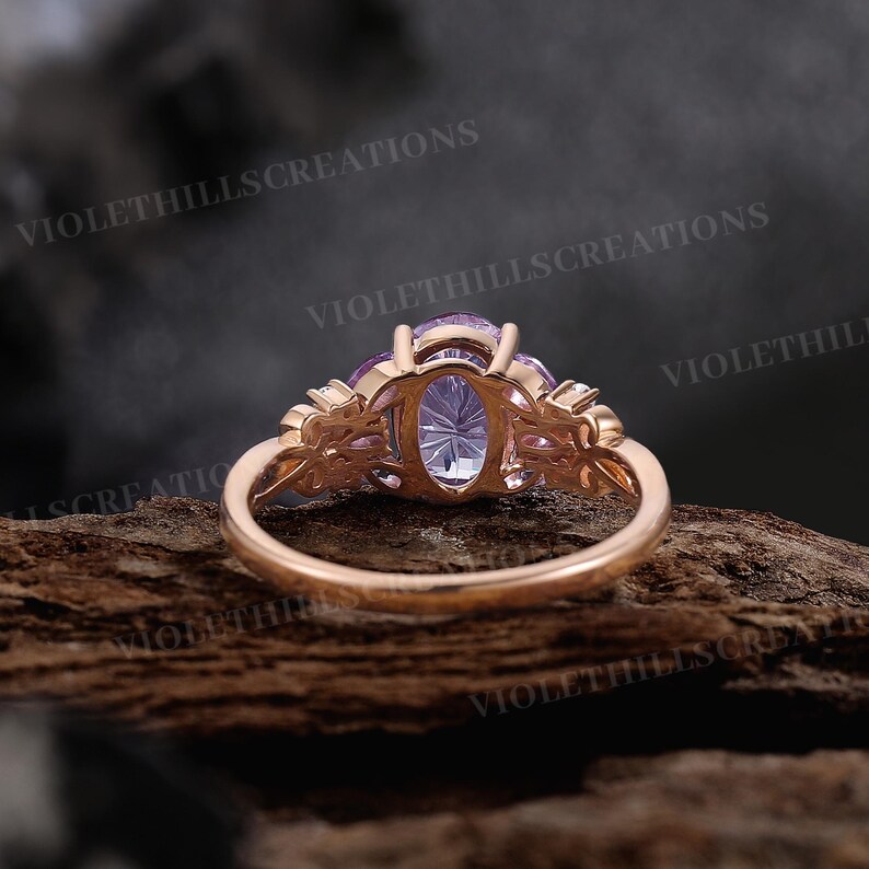 Firework Cut Alexandrite Engagement Ring Rose Gold Rings for Women ...