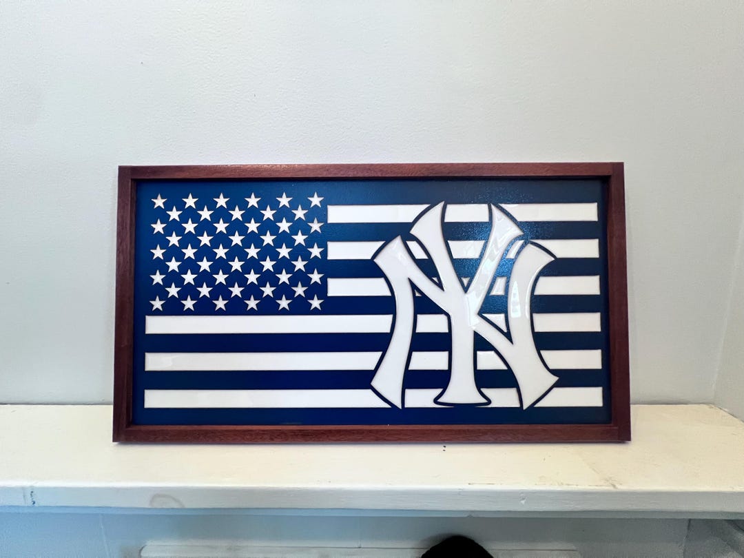 New York Yankees Wood Flag With Epoxy Logo - Etsy