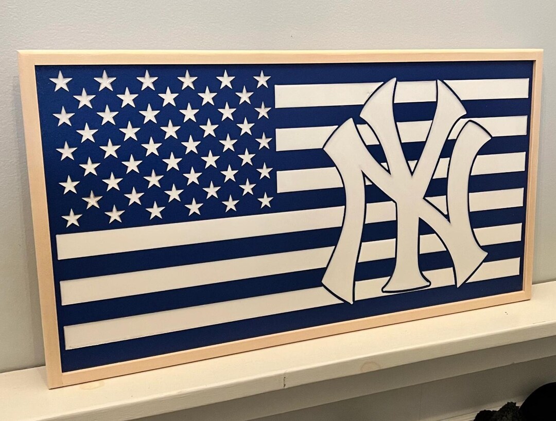 New York Yankees Wood Flag With Epoxy Logo - Etsy