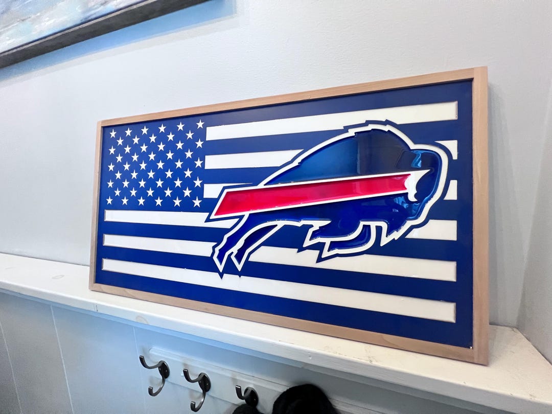 Buffalo Bills Wooden Flag With Epoxy Logo and Wood Border - Etsy