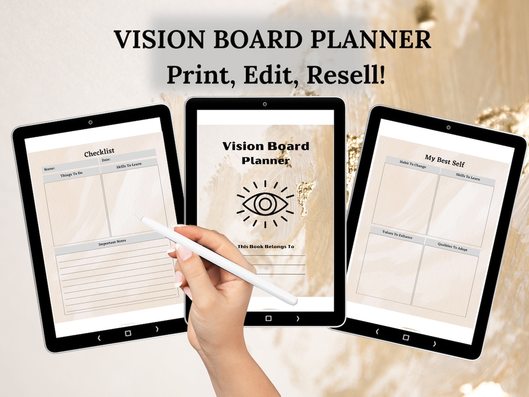 Vision Board Planner, Printable Vision Workbook, Organizer, Daily ...