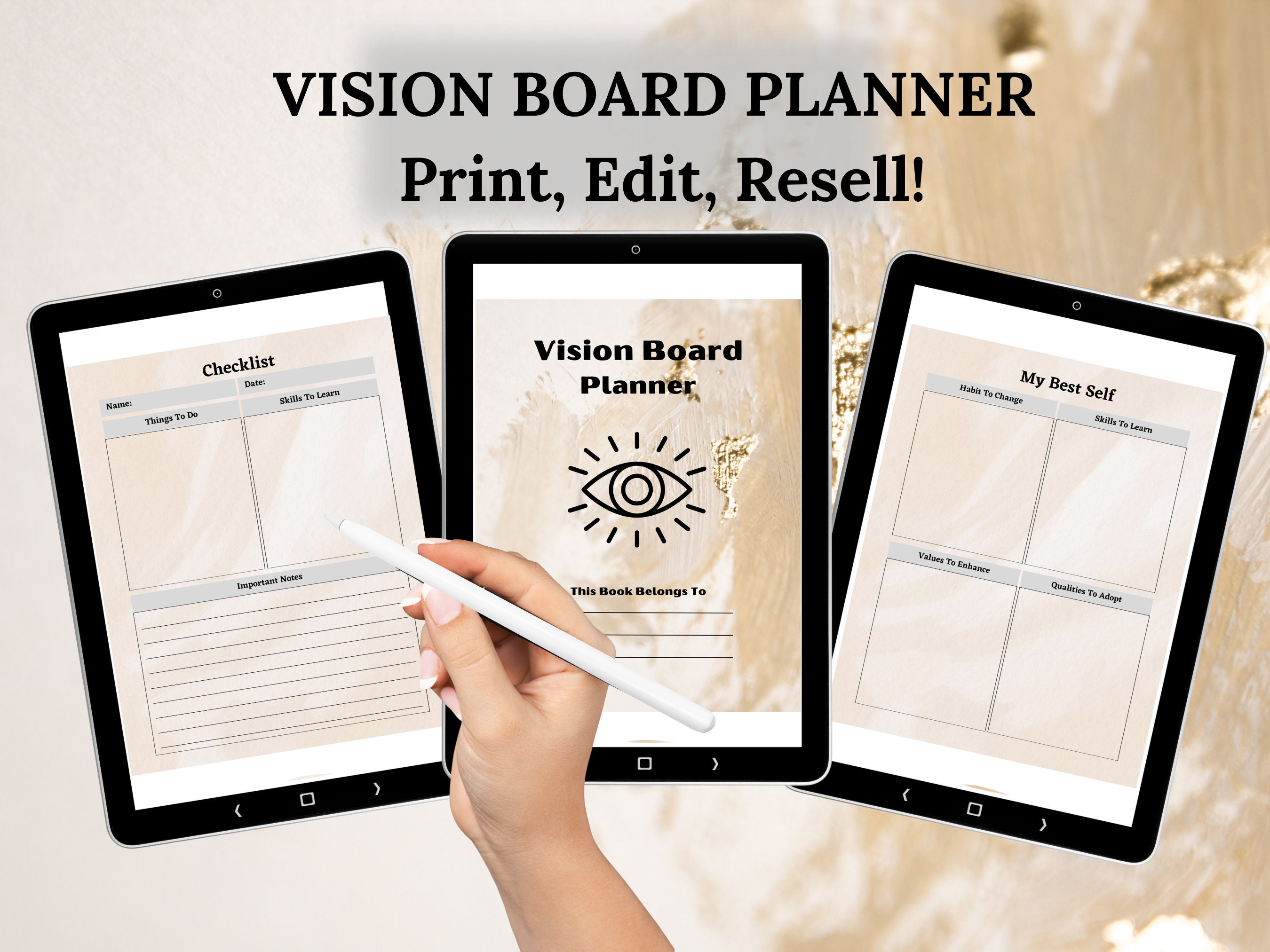 Vision Board Planner, Printable Vision Workbook, Organizer, Daily ...