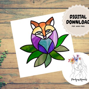 Cute Fox Stained Glass Pattern, Simple Fox Design, Suncatcher, Beginner ...