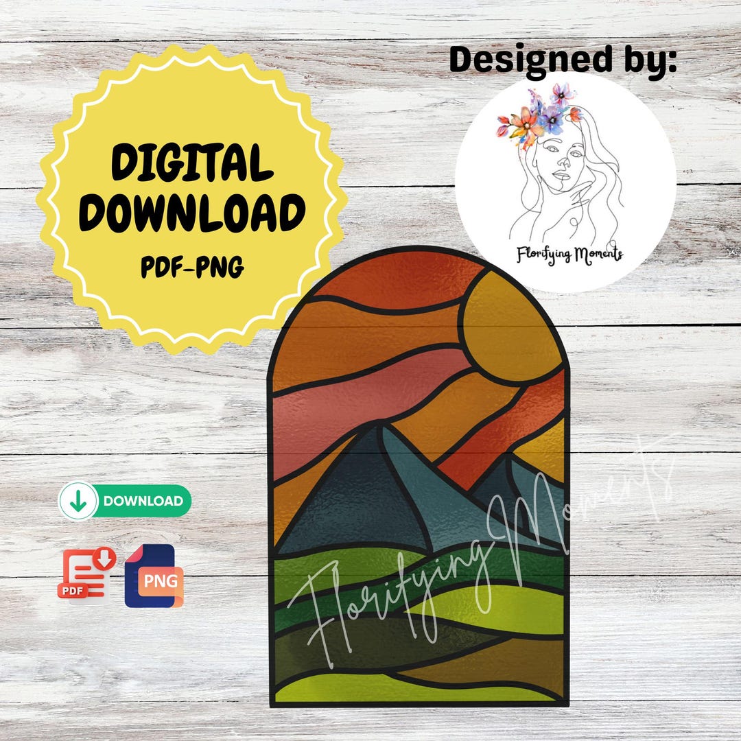 Sunrise Landscape Stained Glass Pattern – PDF & PNG | Beginner Friendly ...