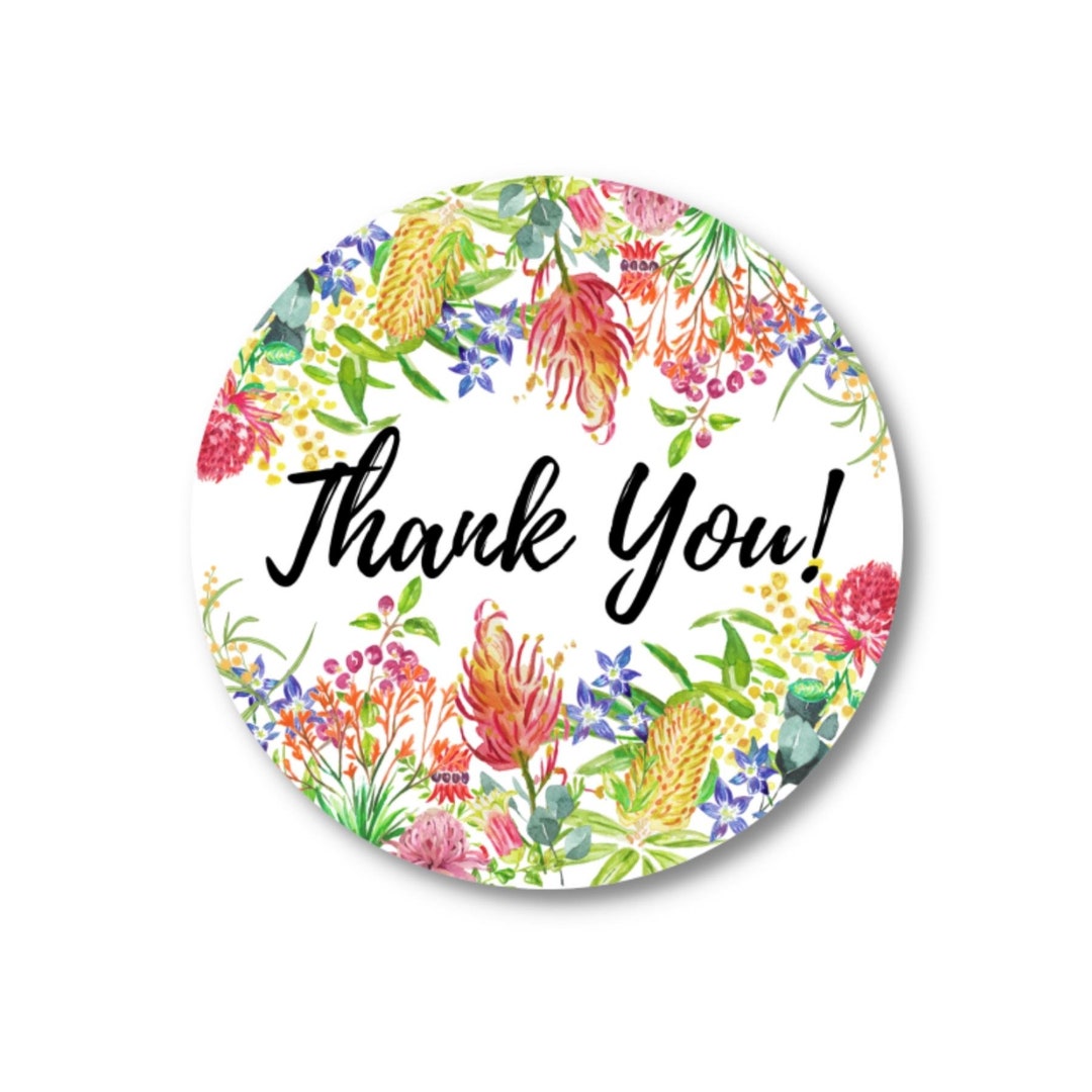 Thank You Sticker, Australian Native Flowers, Round Stickers, Wedding ...