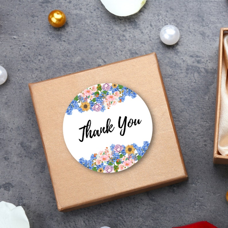 Thank You Sticker, Sticker Flowers, Round Stickers, Wedding Thank You ...