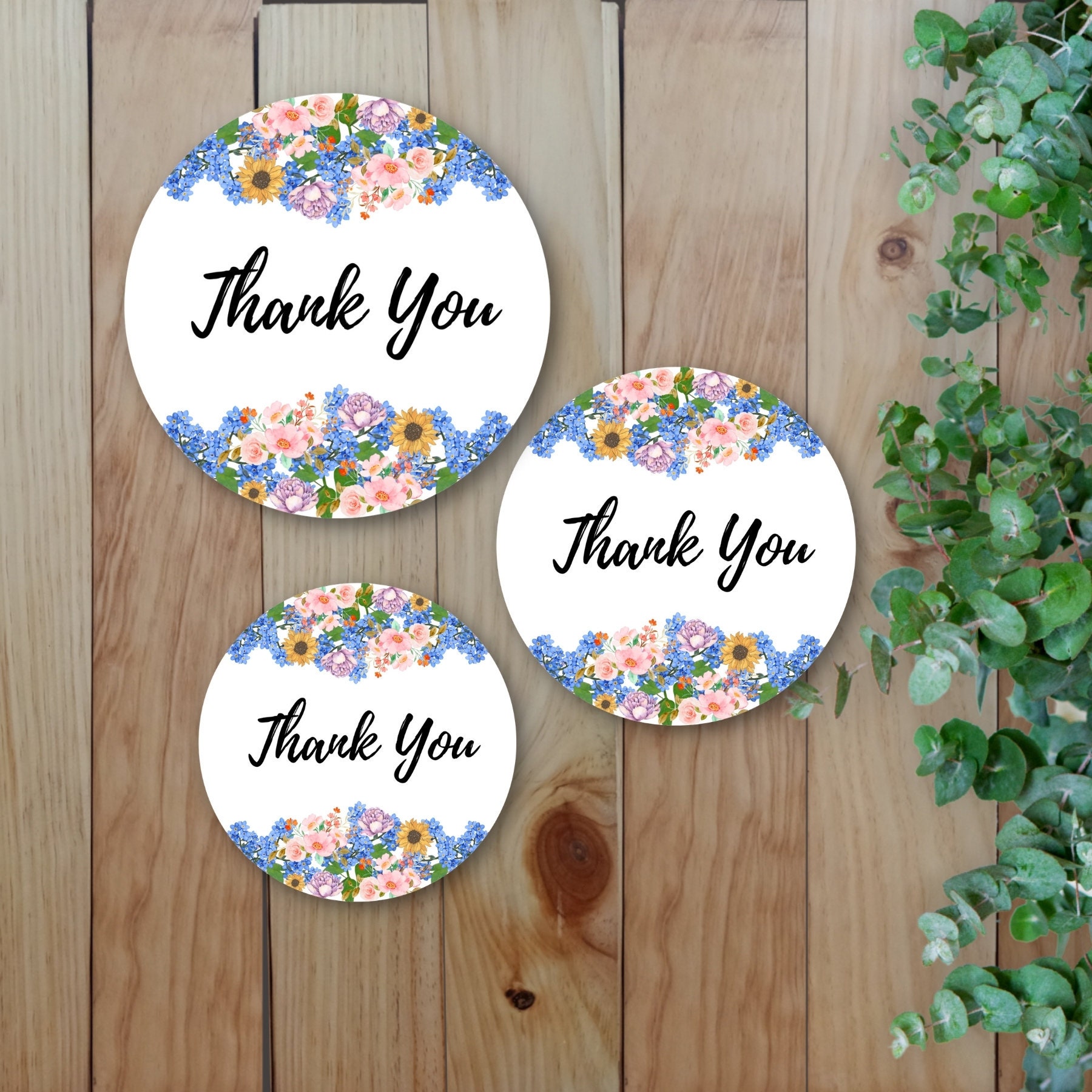 Thank You Sticker, Sticker Flowers, Round Stickers, Wedding Thank You ...