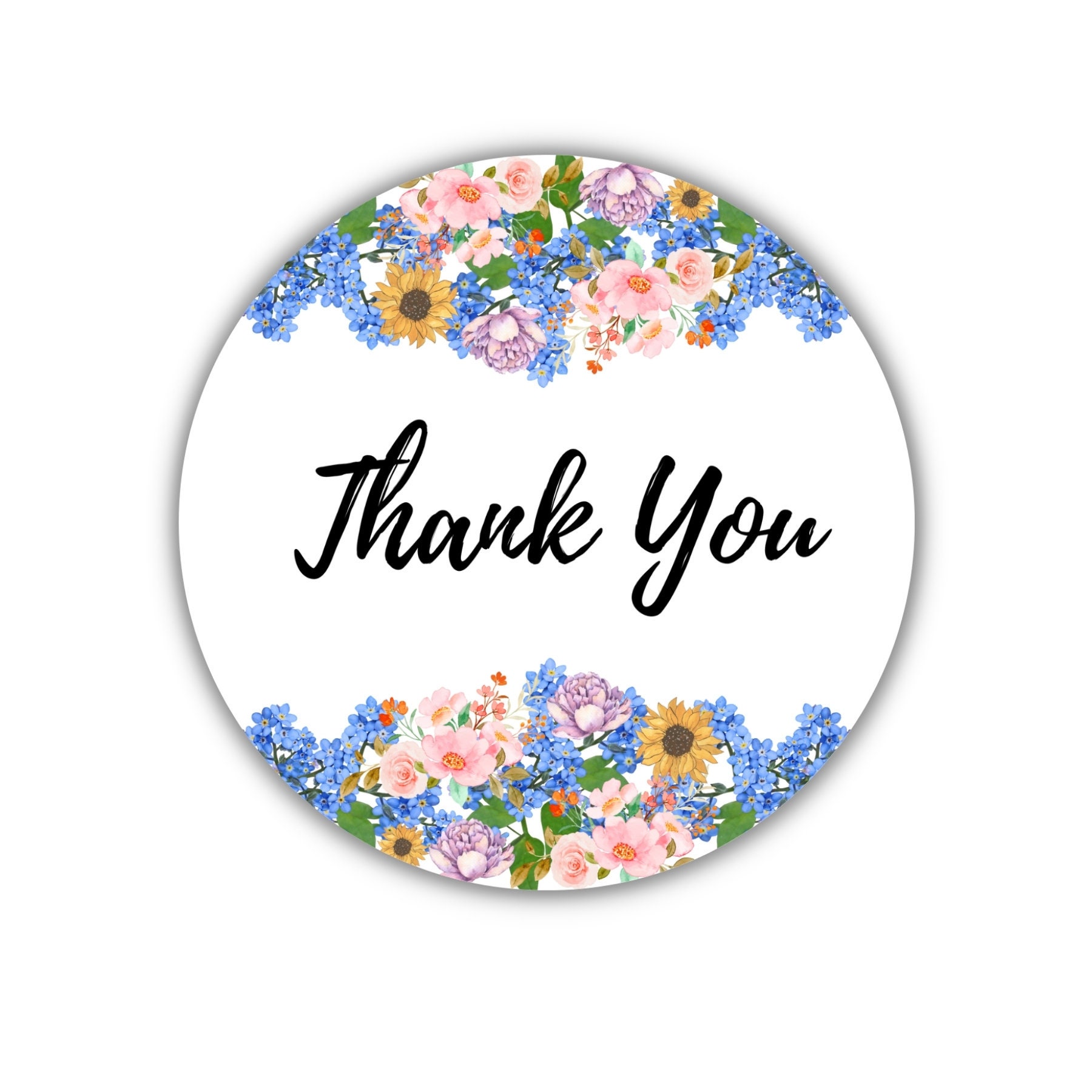 Thank You Sticker, Sticker Flowers, Round Stickers, Wedding Thank You ...