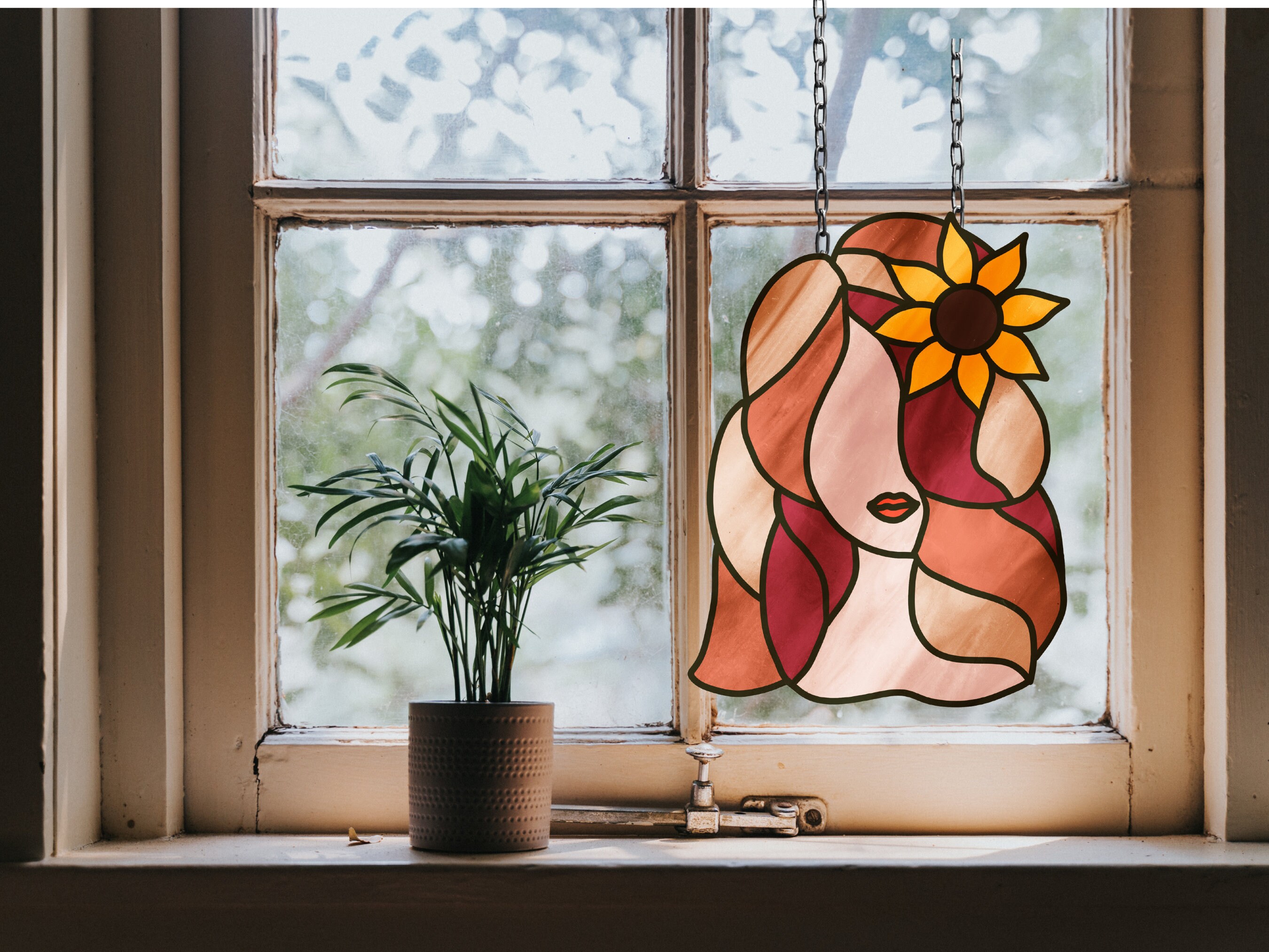 Flower Lady Stained Glass Pattern, Simple Lady Pattern, Beginner, Easy ...