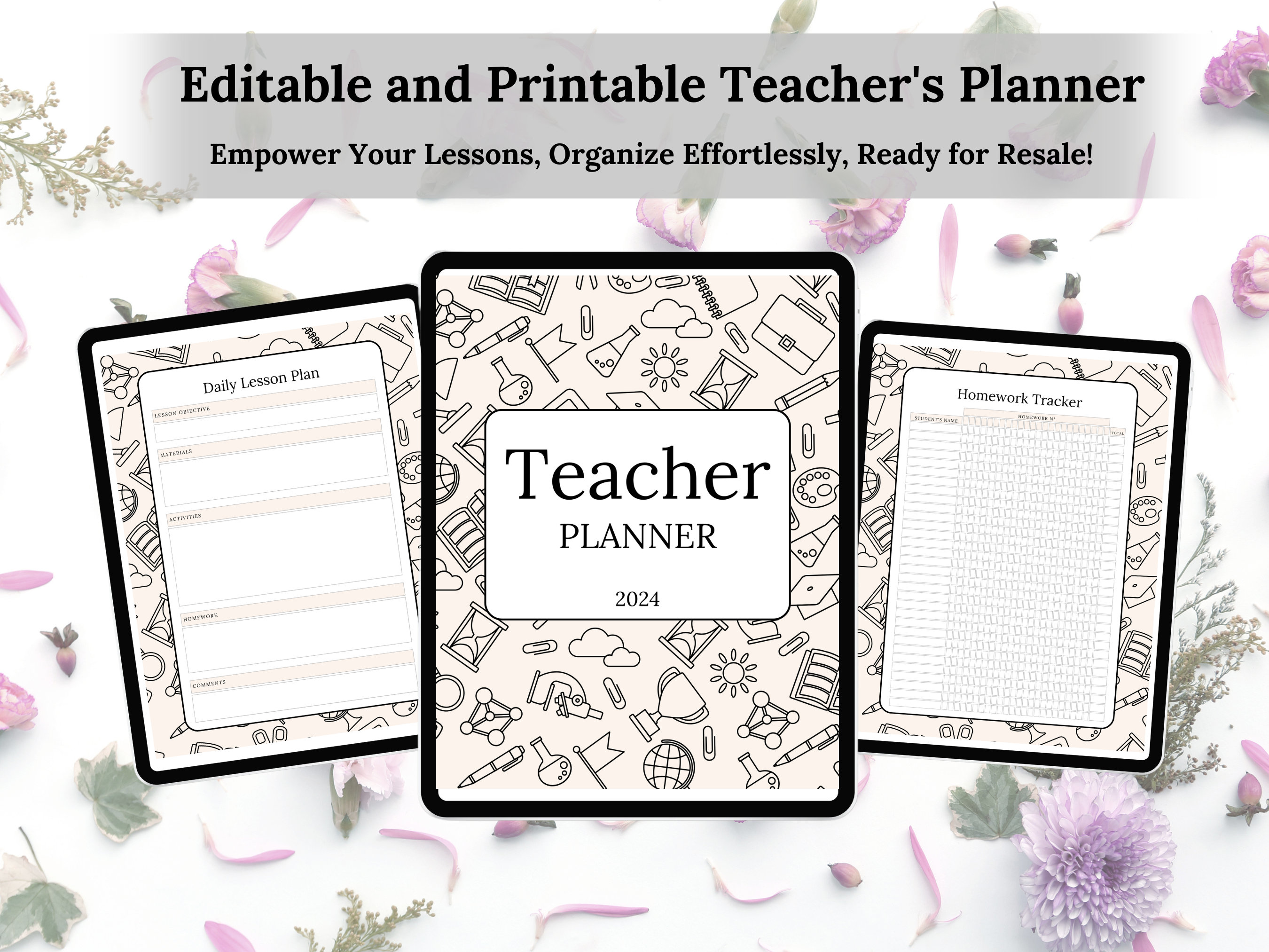 Editable and Printable Teacher's Planner, Resell Friendly, Editable ...