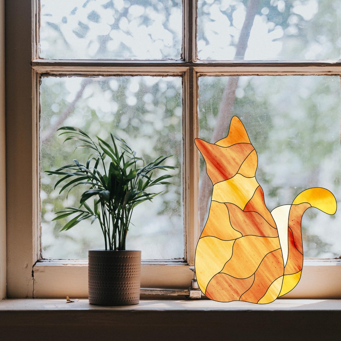 Stained Glass Cat Pattern | Digital Download | DIY Suncatcher Template ...