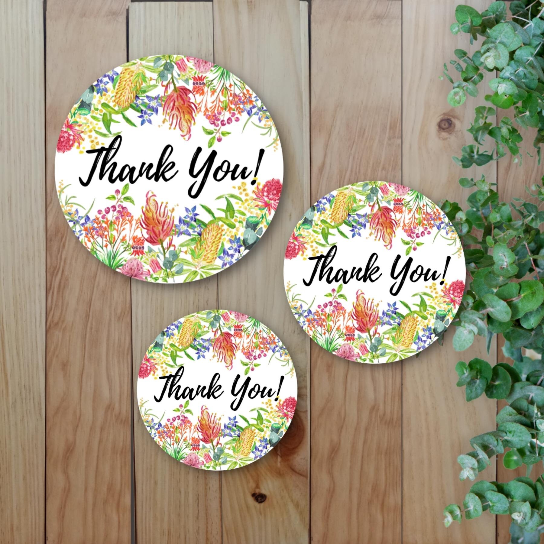 Thank You Sticker, Australian Native Flowers, Round Stickers, Wedding ...