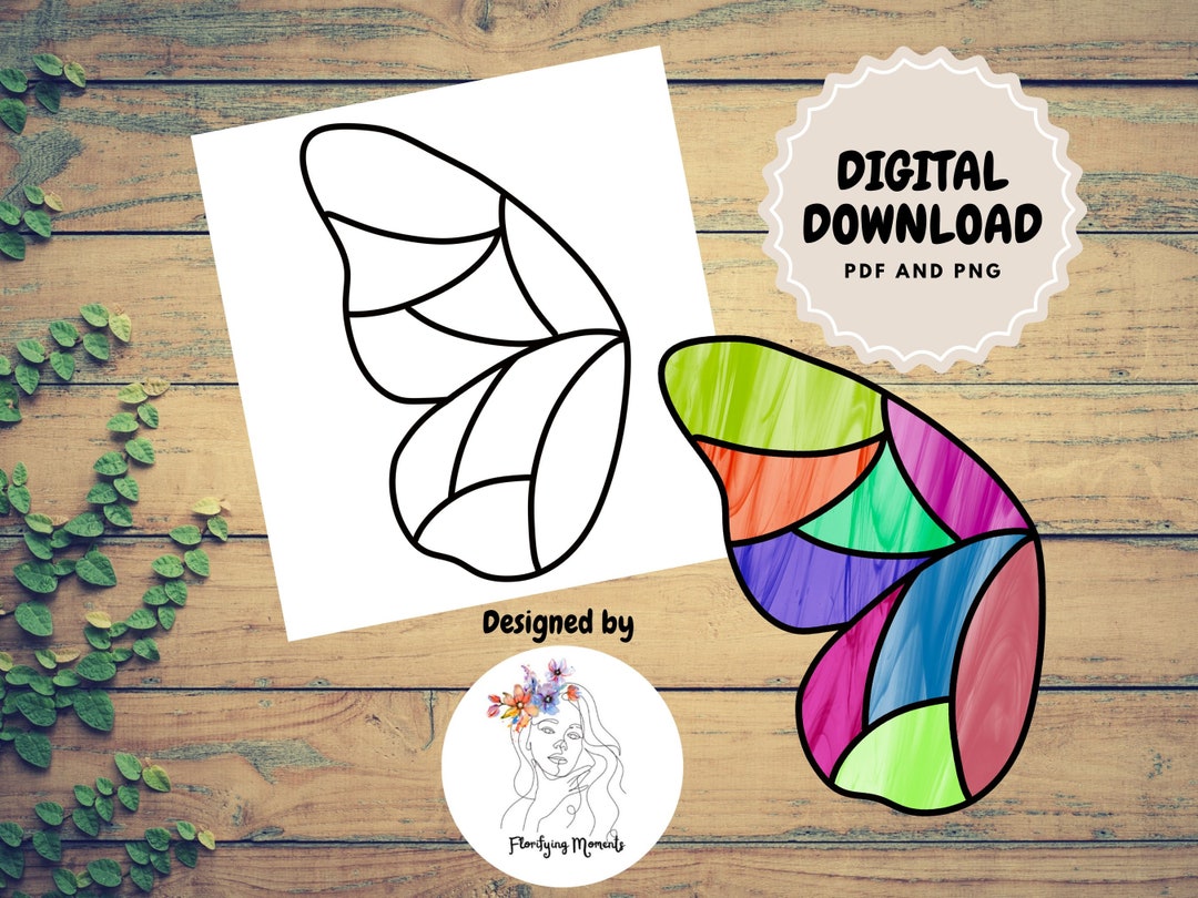 Butterfly Wing Stained Glass Pattern, Simple Butterfly Design ...