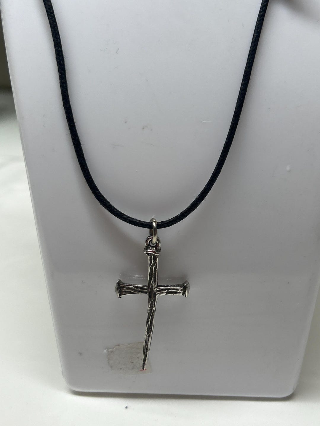 Bob Siemon Metal Cross Pendant on Leather Cord, 30" - Etsy