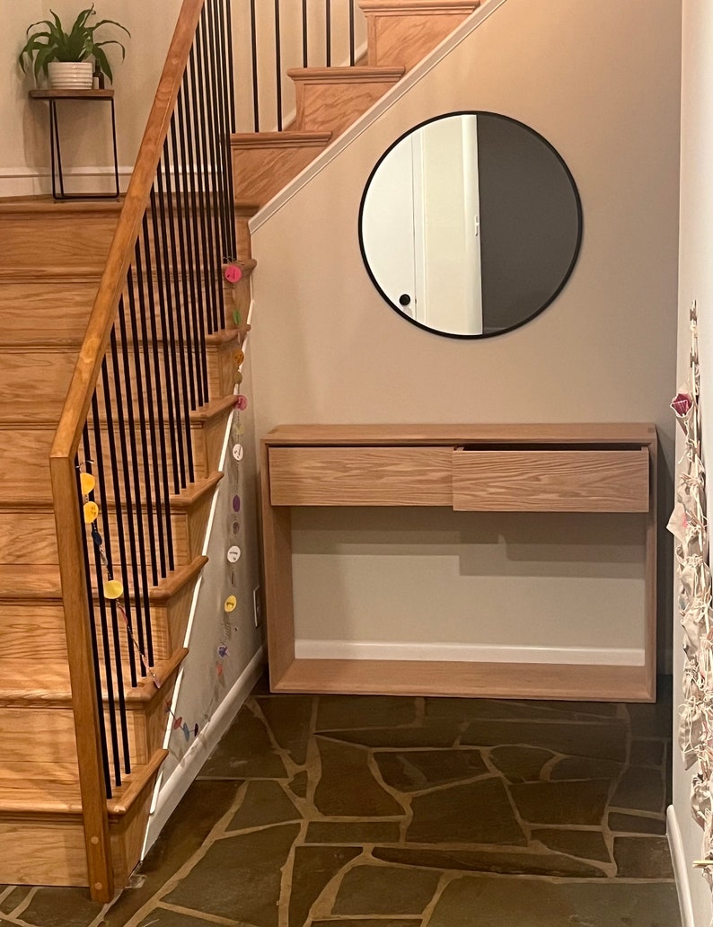 Custom Handmade Modern Solid Wood Waterfall Console Table - Etsy