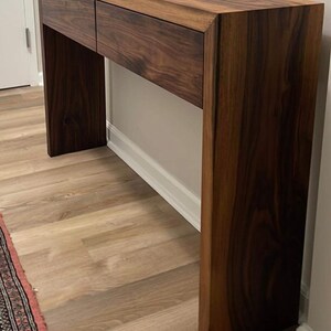 Custom Handmade Modern Solid Wood Waterfall Console Table - Etsy