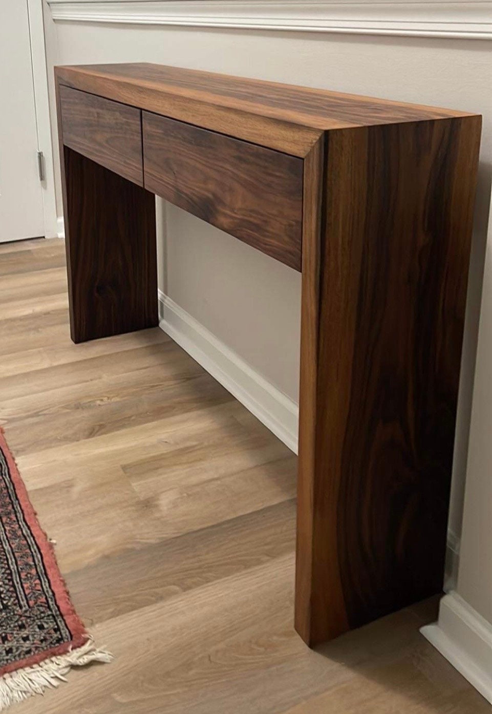 Custom Handmade Modern Solid Wood Waterfall Console Table - Etsy