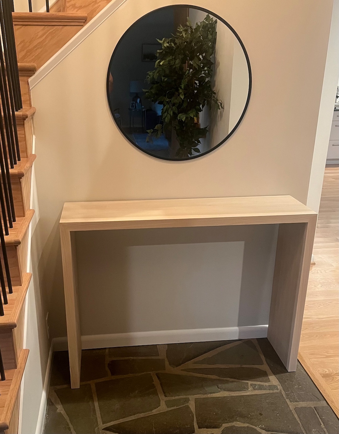 Custom Handmade Modern Solid Wood Waterfall Console Table - Etsy