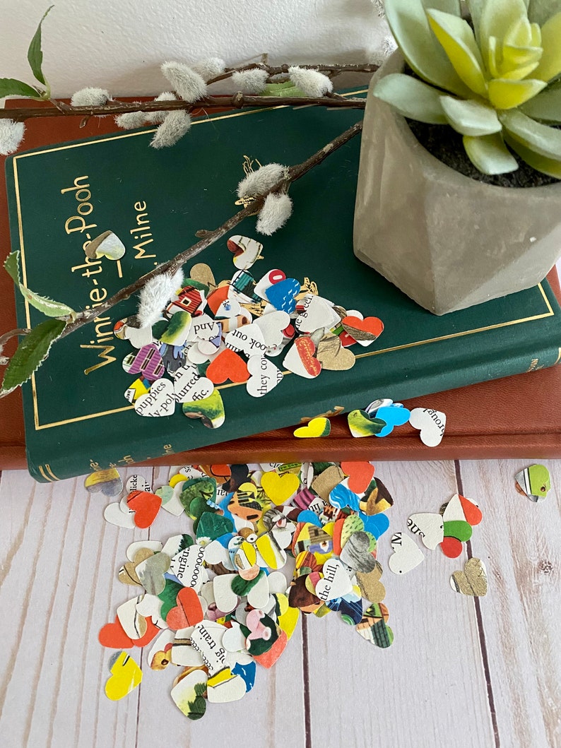Vintage Children's Book Confetti, 200 Baby Shower Heart-shaped Confetti ...