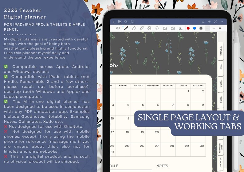 2026 Digital Teacher Planner, High School Lesson Planning (PDF) - Etsy ...