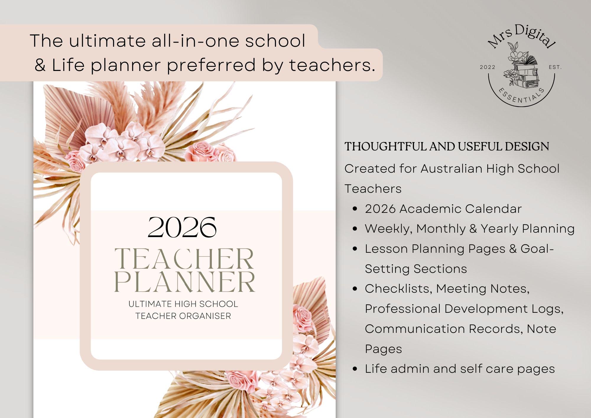 2026 Printable Teacher Planner - Editable Lesson Planner PDF for ...