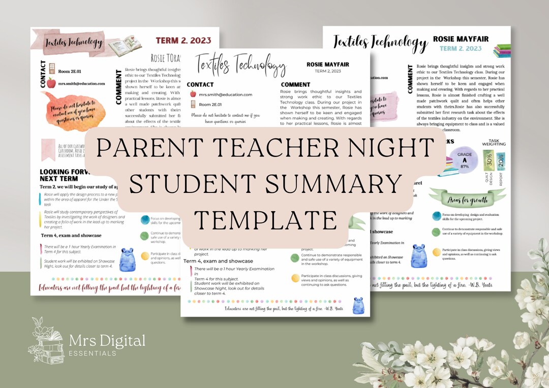 Digital, Editable High School Teacher, Parent Interviews Template ...