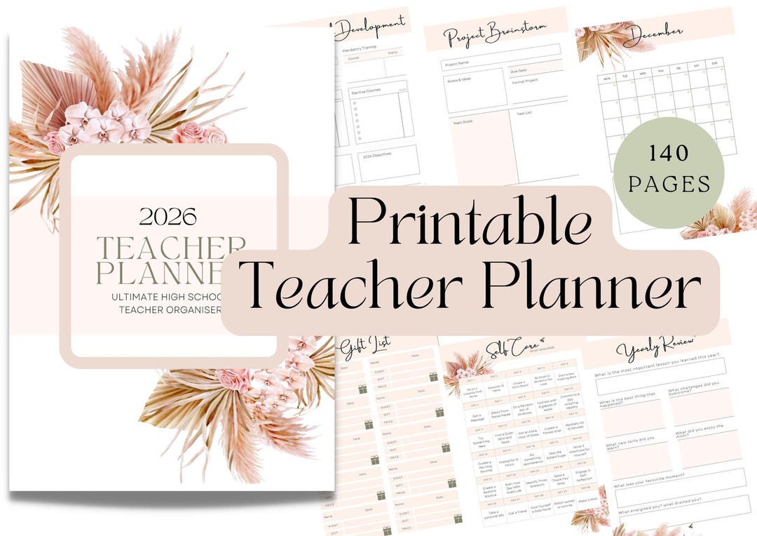 2026 Printable Teacher Planner - Editable Lesson Planner PDF for ...