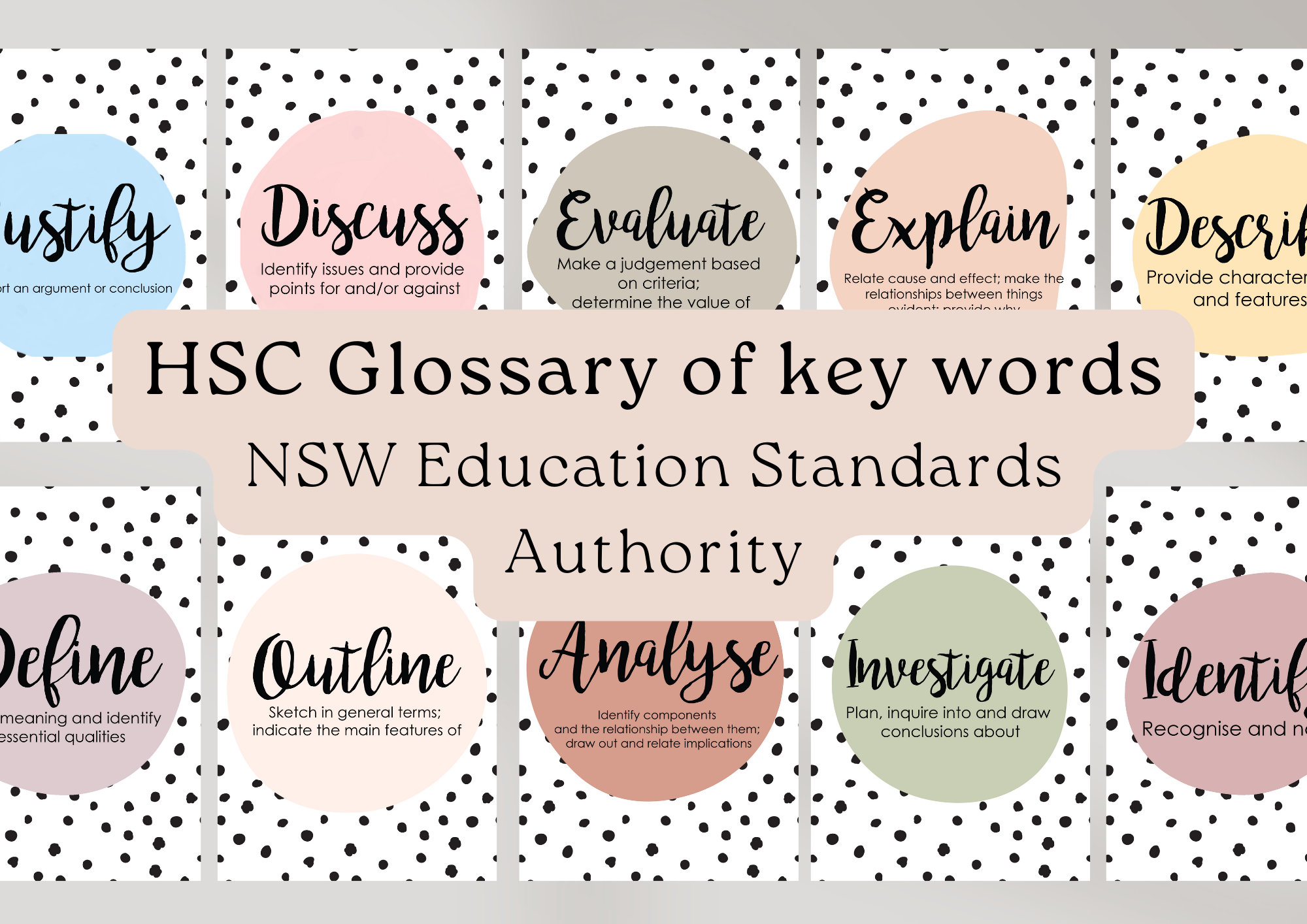 Hsc High School Poster Pack Glossary Of Nesa Key Terms Verbs