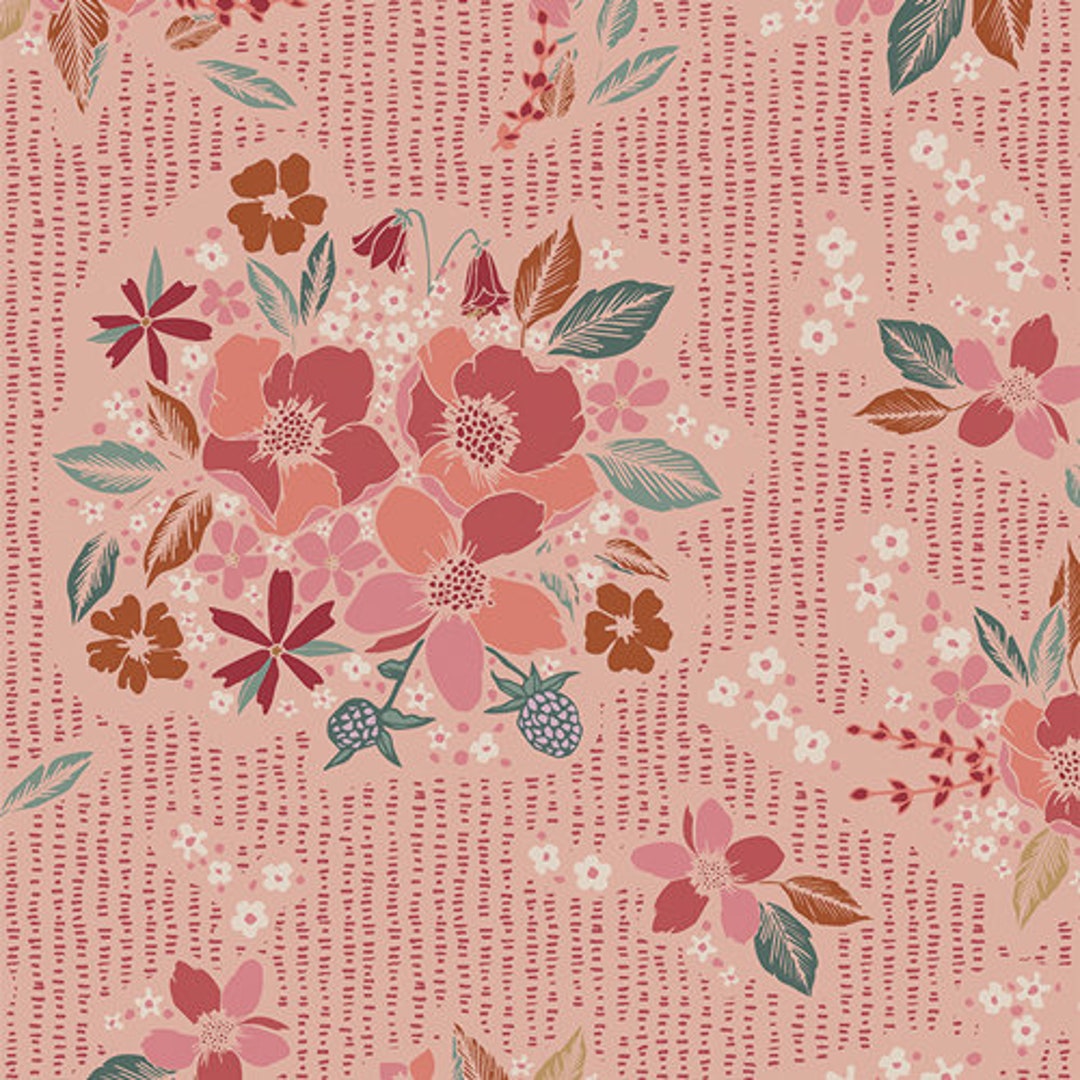 FLORAL KEEPSAKES SOFT Fabric by the Half Yard, Woodland Keeper ...