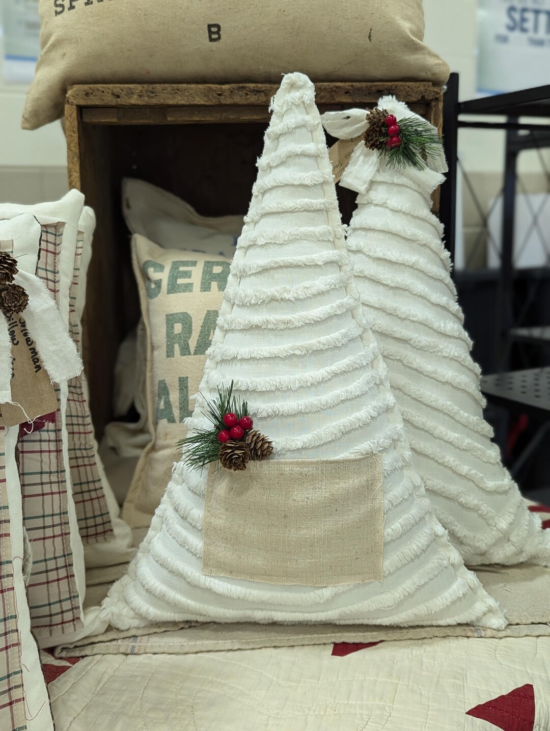 Vintage Chenille Christmas Tree Pillow | Cottagecore, Hygge, Farm House ...