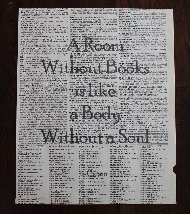 A Room Without Books Dictionary Page - Etsy