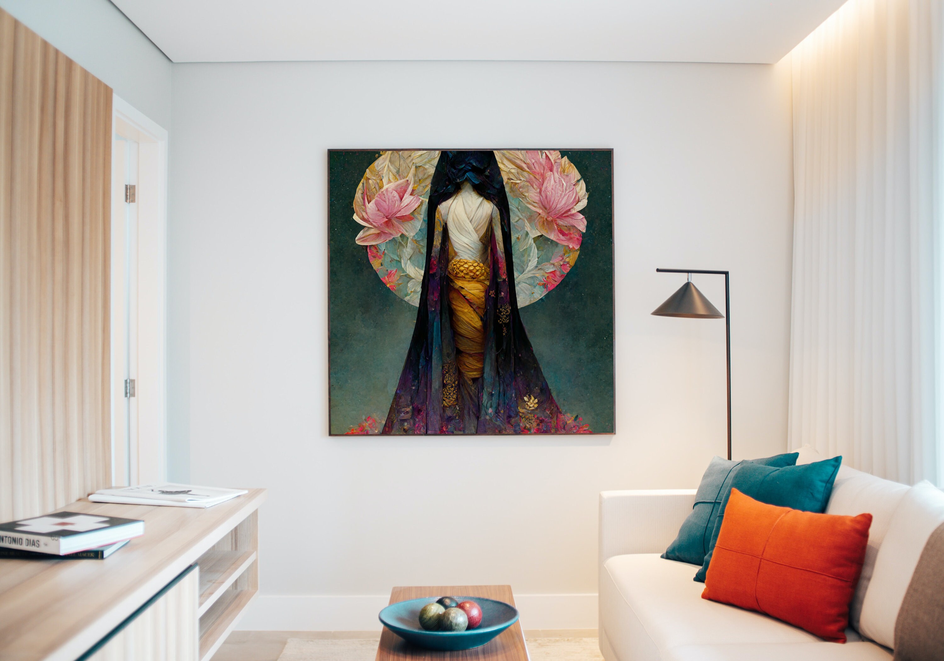 The Divine Digital Art Painting, Lotus, Woman, AI Generated, Wall Art ...