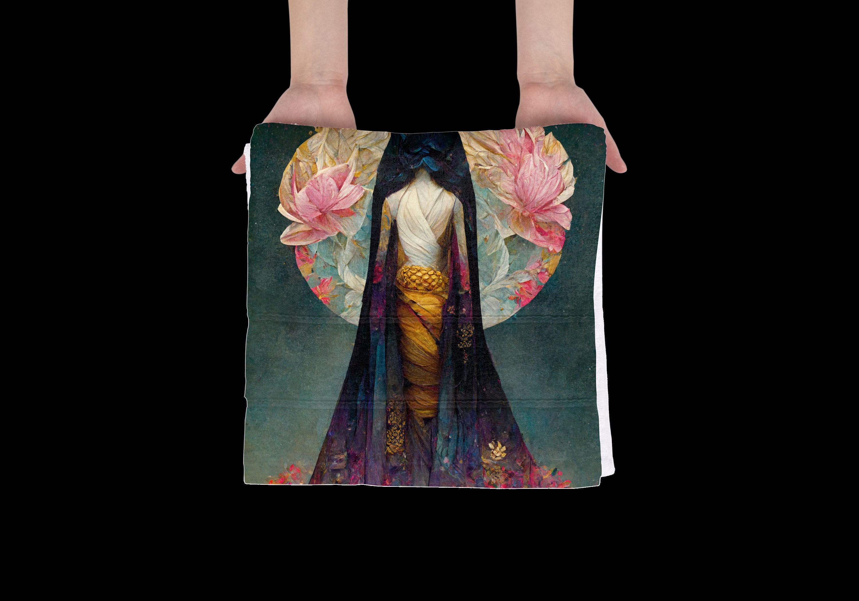 The Divine Digital Art Painting, Lotus, Woman, AI Generated, Wall Art ...