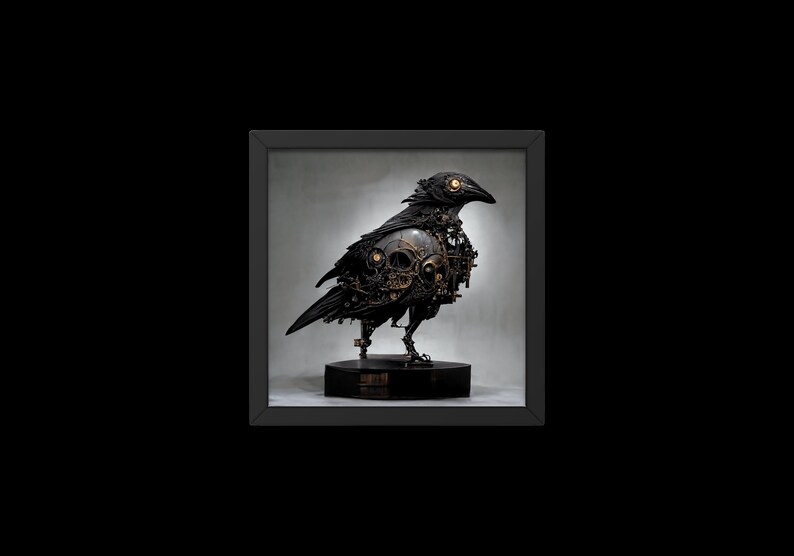 Steampunk Raven - Digital Art Print, AI Generated, Wall Art, Square, AI ...